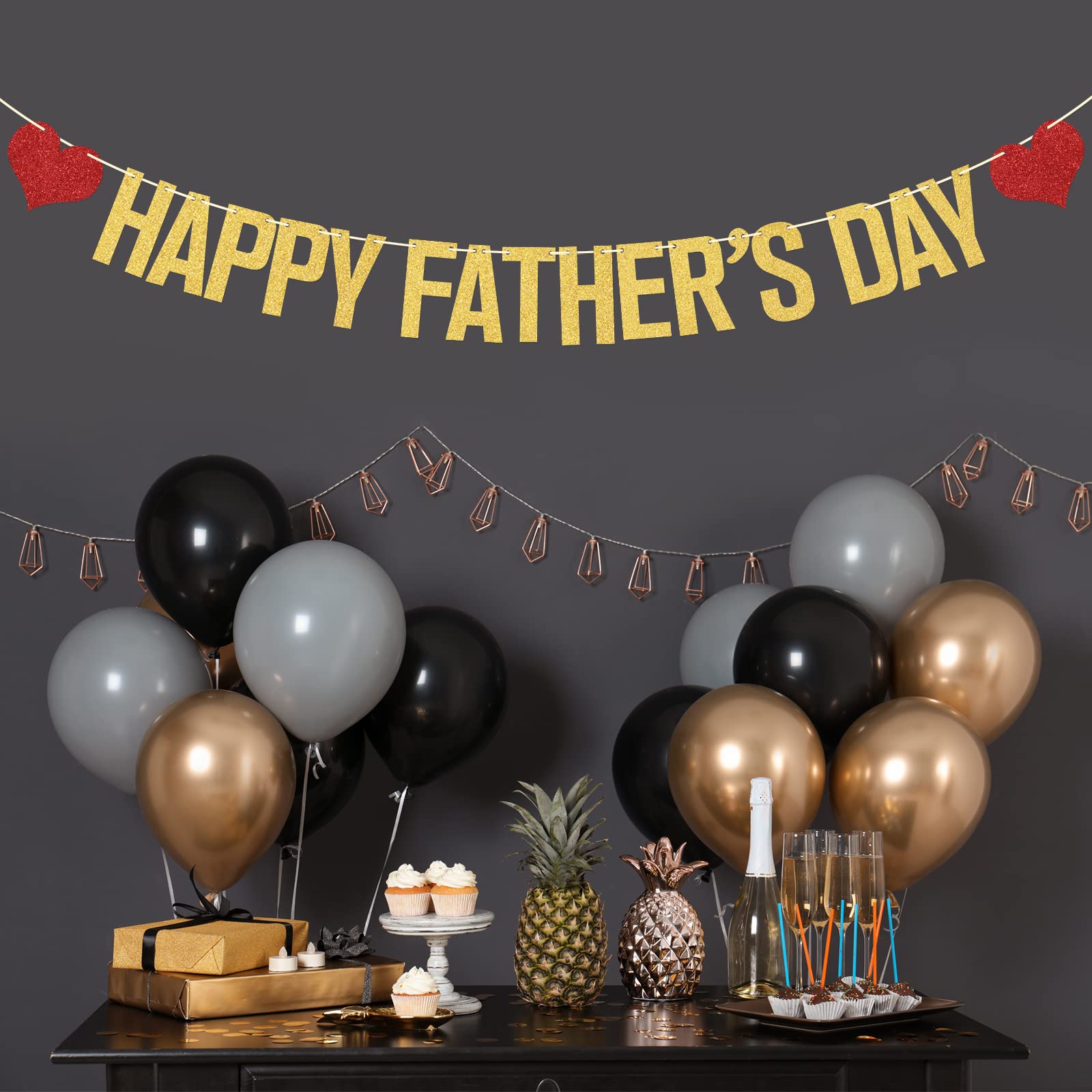 Happy Father's Day Banner Gold Glitter, Father's Day Party Decorations, Best Dad Ever Decor, Happy Father's Day Birthday Decorations
