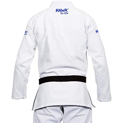 Hawk Sports Brazilian Jiu Jitsu Gi for Men and Women, Ultra-Light Extra Tough Premium Fabric BJJ Gi for Martial Arts Training & Competition, Comfy BJJ Gear - Size A1, White