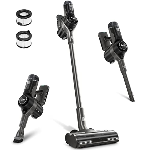 LEVOIT Cordless Vacuum Cleaner, Stick Vac with Powerful Suction and Auto Mode, Deep Clean Carpet, Hard Floor, Pet Hair, Large Particles, Up to 40 Minutes Runtime, 4-Stage HEPA Filter, IQ 40, Grey