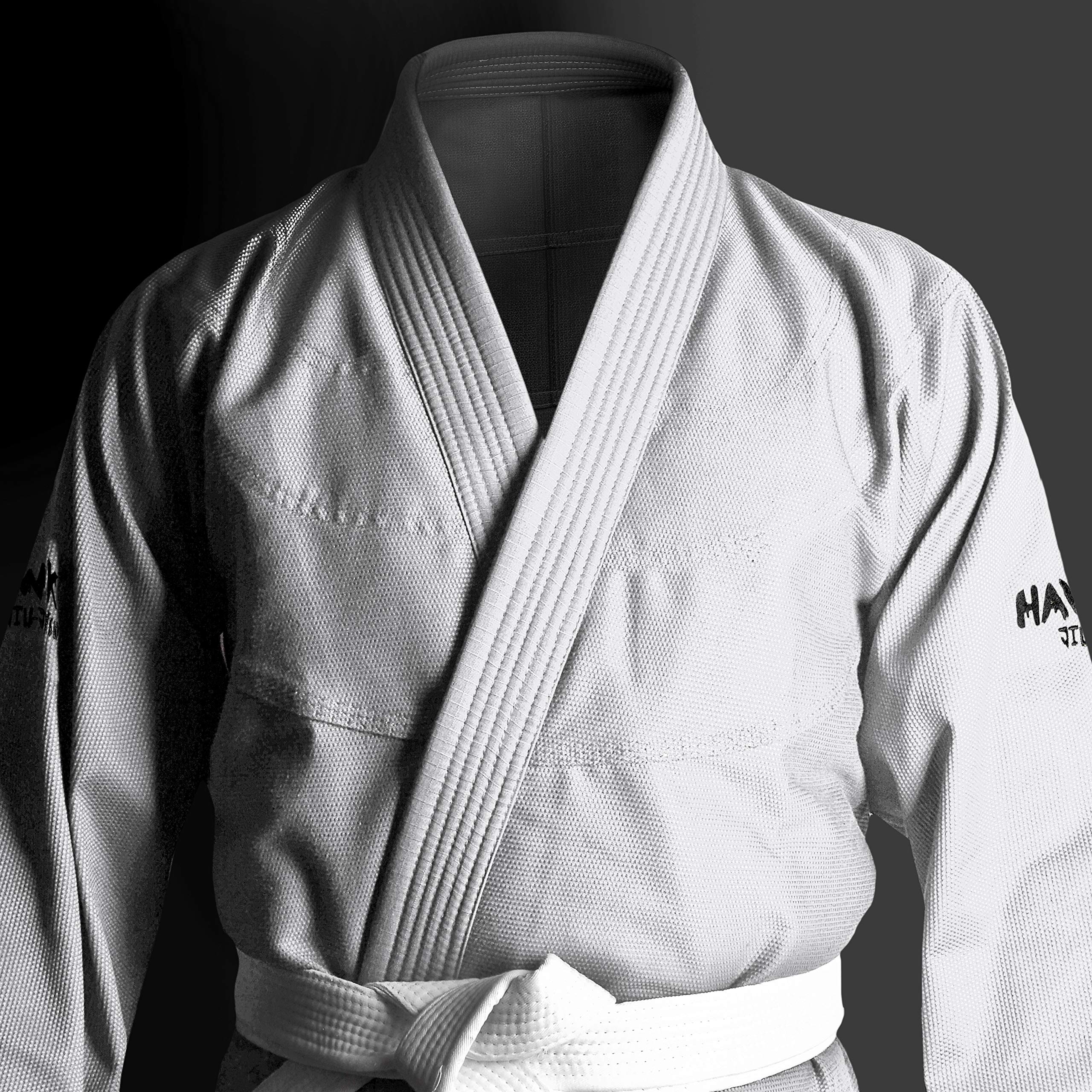 Hawk Sports Brazilian Jiu Jitsu Gi for Men and Women, Ultra-Light Extra Tough Premium Fabric BJJ Gi for Martial Arts Training & Competition, Comfy BJJ Gear - Size A1, White