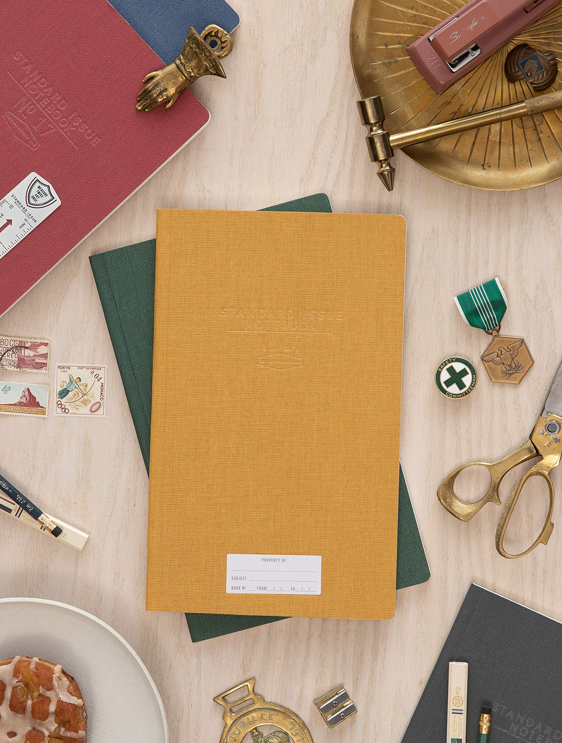 DesignWorks Ink Standard Issue No. 17 Hardcover Cloth Green 7.25" x 11.75" Tall Notebook Journal with 96 Lined Pages - Perfect for Office Work, Writing, and Journaling