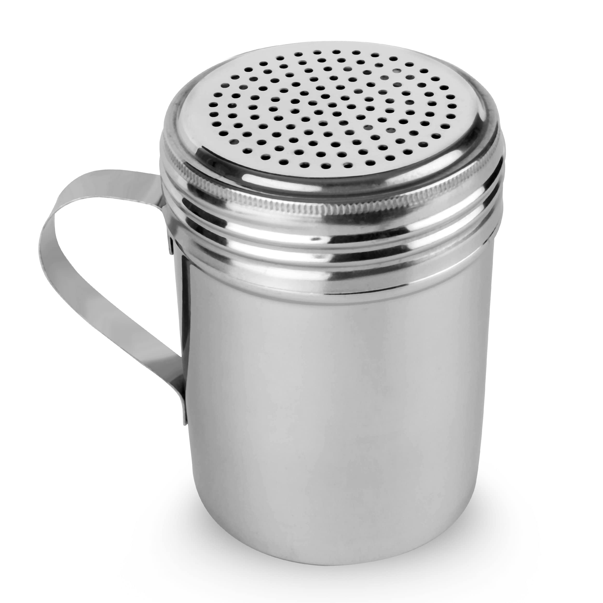 EHOMEA2Z Stainless Steel Dredge Shaker 10 Oz Ideal For Salt, Spice, Sugar, Flour (1, 10 oz With Handle)