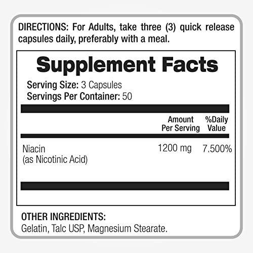 FITO MEDIC'S Lab - Niacin - Vitamin b3 - 1200 mg per Serving, 150 Capsules of - Vitamin b3 niacin - Ultra high Absorption.