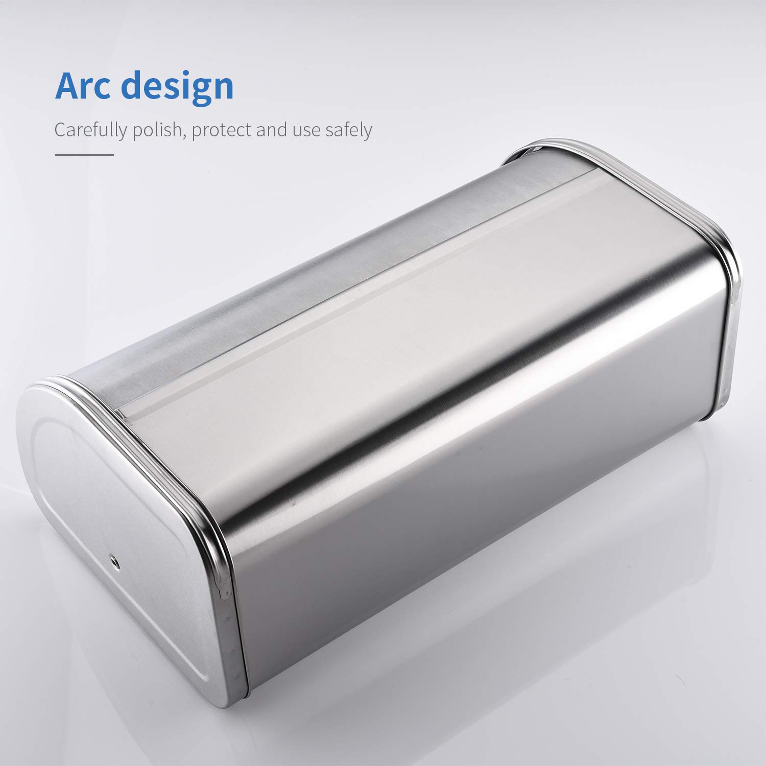 Stainless Steel Bread Box with Roll Up Lid, For Easy Kitchen Counter Storage, Bread Bin Holder,17.5X11.5X7.5 inch, Matte Black