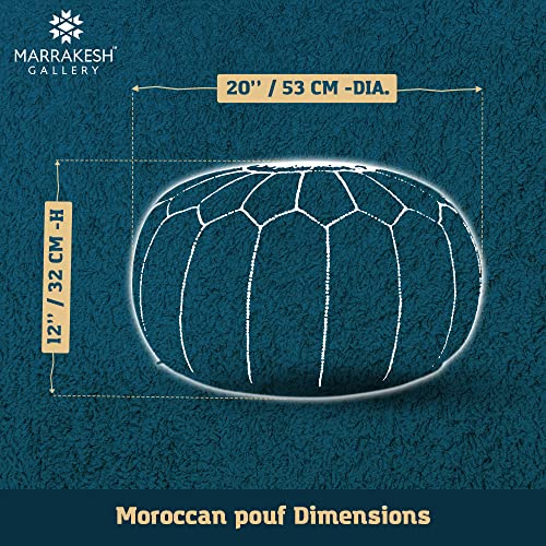 Marrakesh Gallery Genuine Leather Pouf Unstuffed - Moroccan Ottoman Footstool, Footrest Cover - Boho Decor - Bohemian Living Room, Bedroom, Kids Room, Gift & Wedding (Dark Brown)