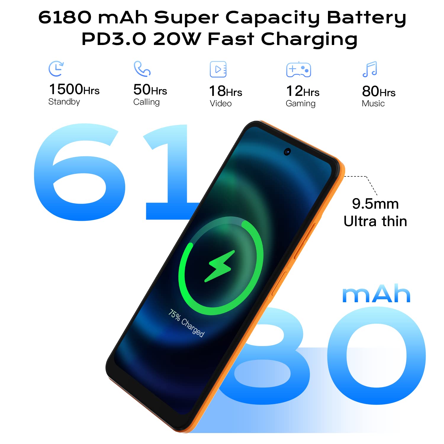 HOTWAV Note 12 Smartphone Android 13 2023, 8GB+128GB (1TB TF) 48MP 6.8" HD+Cellphone,6180 mAh Battery 20W Fast Charging, Octa-Core 4G LTE Dual SIM Face ID/Fingerprint/GPS/NFC(Black)