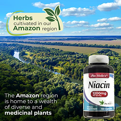 FITO MEDIC'S Lab - Niacin - Vitamin b3 - 1200 mg per Serving, 150 Capsules of - Vitamin b3 niacin - Ultra high Absorption.