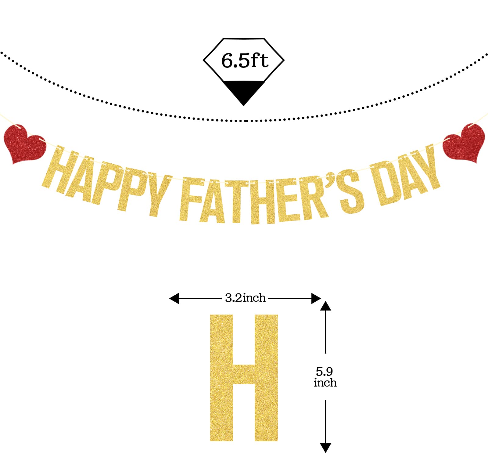 Happy Father's Day Banner Gold Glitter, Father's Day Party Decorations, Best Dad Ever Decor, Happy Father's Day Birthday Decorations