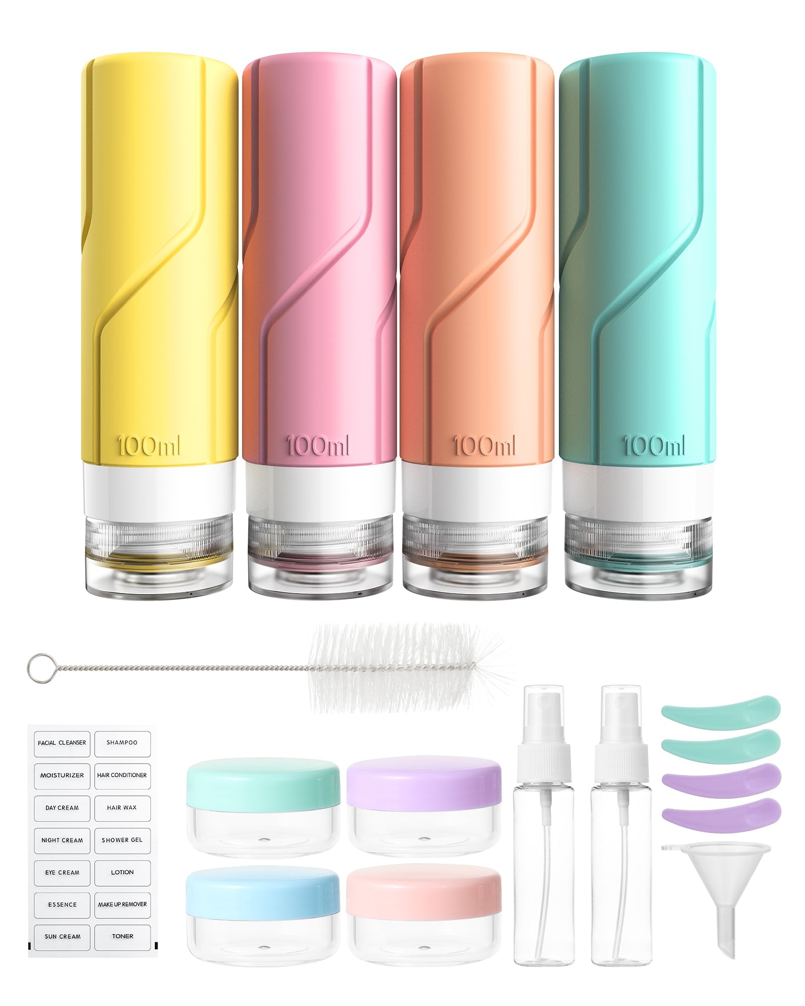 Travel Bottles Set for Toiletries, Travel Essentials Silicone Travel Bottle, Tsa Approved Travel Size Containers for Shampoo, Conditioner, Lotion - Squeezable Tubes Easy Dispensing(BPA Free)
