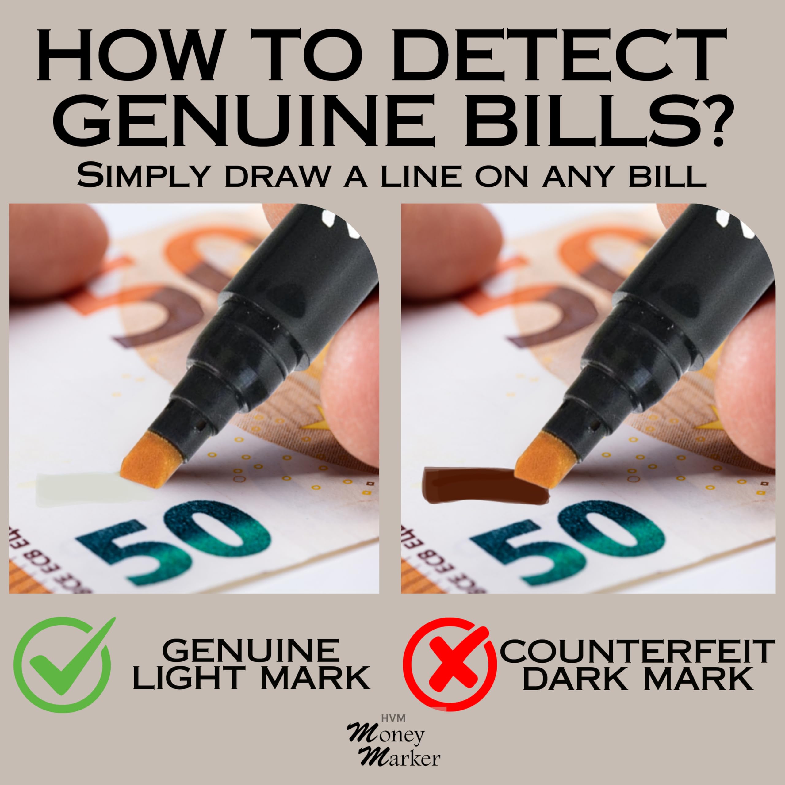 Money Marker (5 Counterfeit Pens) - Counterfeit Bill Detector Pen with Upgraded Chisel Tip - Detect Fake Counterfit Bills, Universal False Currency Pen Detector Pack