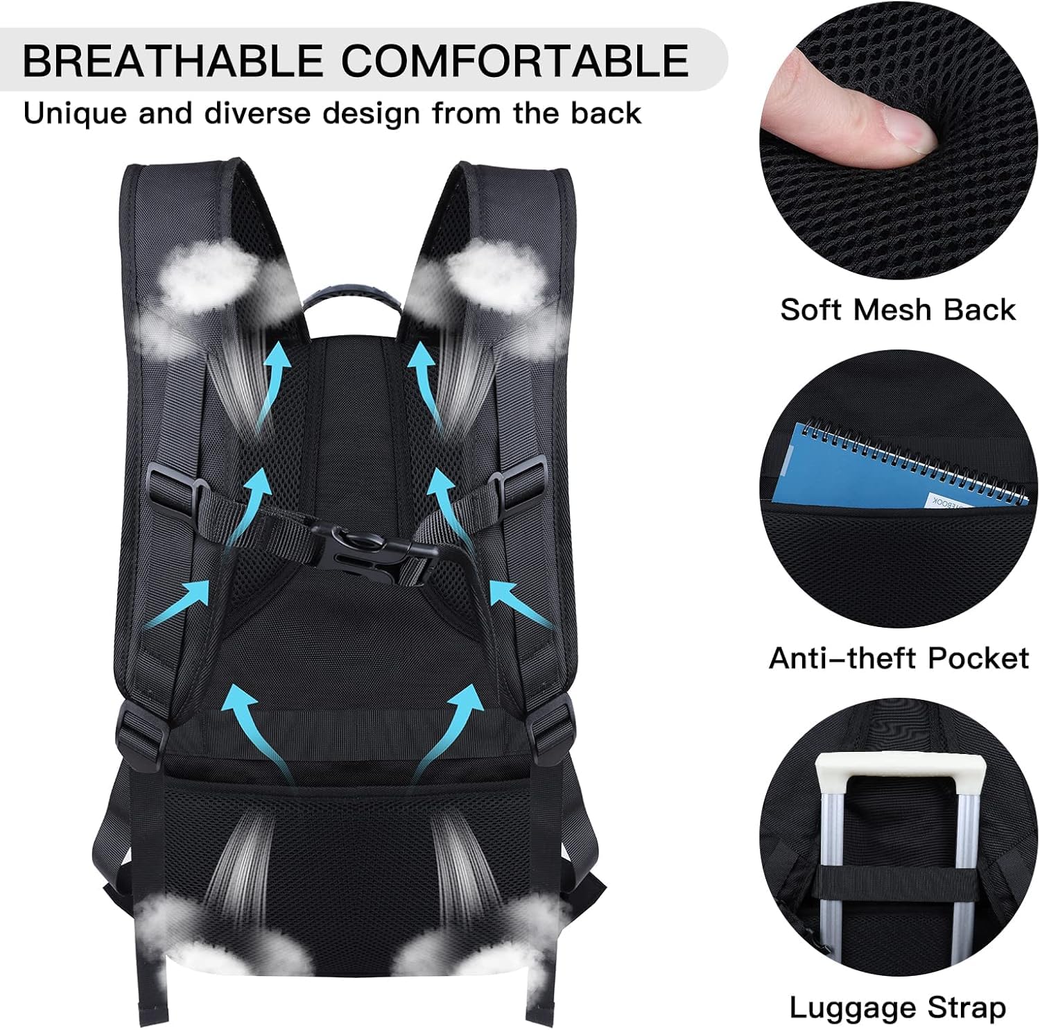 ANTERK Extra Large Backpack, Laptop Backpack, Travel Backpack, Durable TSA Water Resistant 17.3 Inch Carry on Backpack with USB Port, Anti Theft Business Computer Backpack Gifts for Men Women, Black
