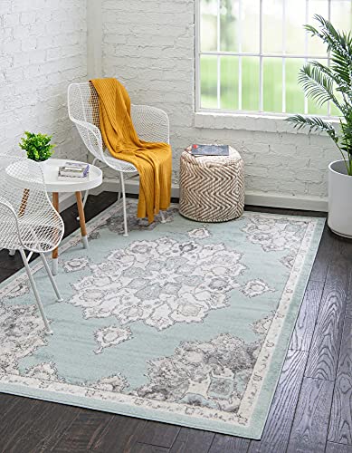 Unique Loom Parker Collection Area Rug - Kokulu (10' x 14' Rectangle, Aqua/Beige)