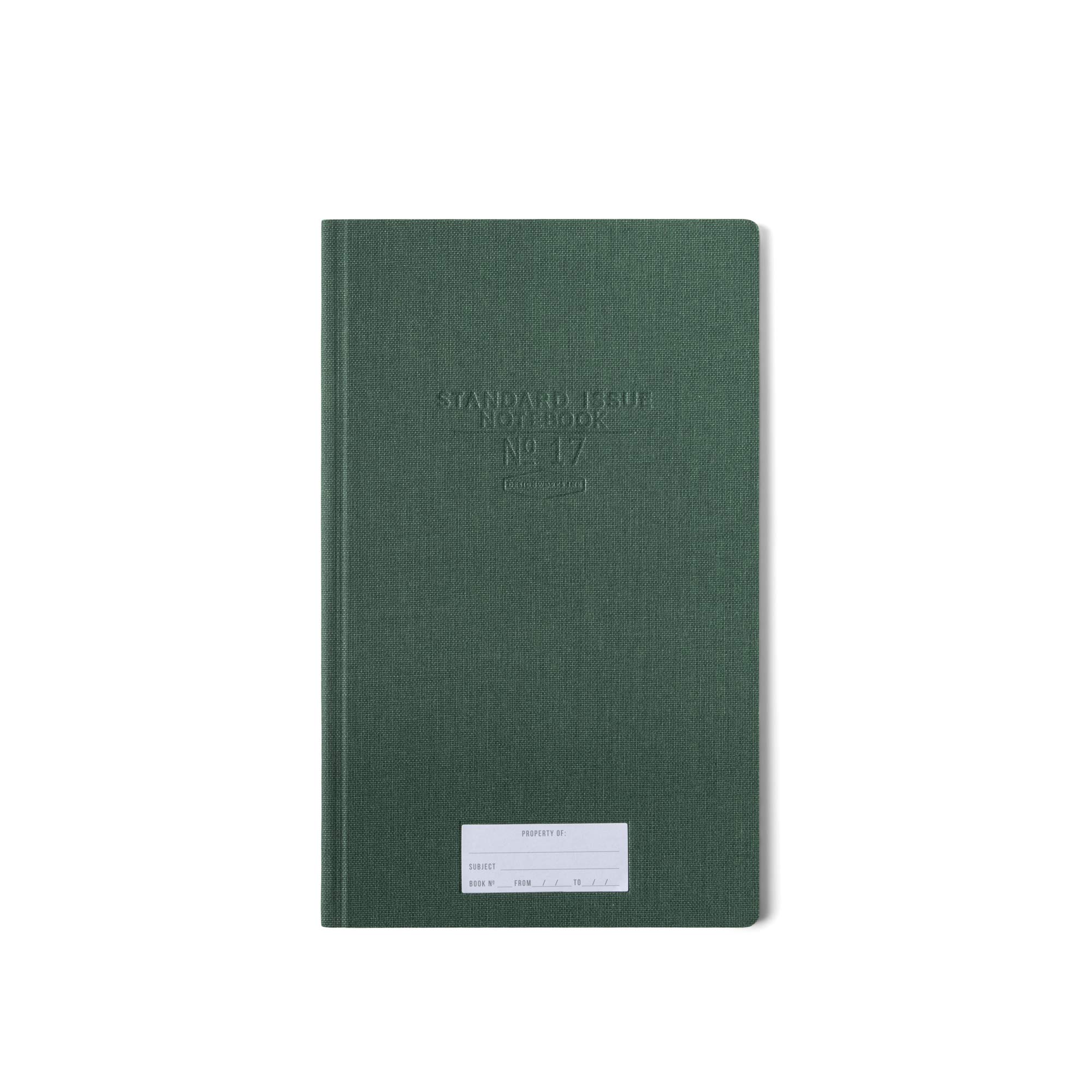 DesignWorks Ink Standard Issue No. 17 Hardcover Cloth Green 7.25" x 11.75" Tall Notebook Journal with 96 Lined Pages - Perfect for Office Work, Writing, and Journaling