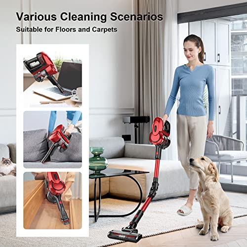 Cordless Stick Vacuum Cleaner Foldable,30KPa/350W Brushless Motor Cordless Vacuum 6 in 1 Multifunction Handheld Vacuum, LED Display, Up to 45 Mins Runtime for Pet Hair/Sofa Gap/Carpet/Hardwood Floor