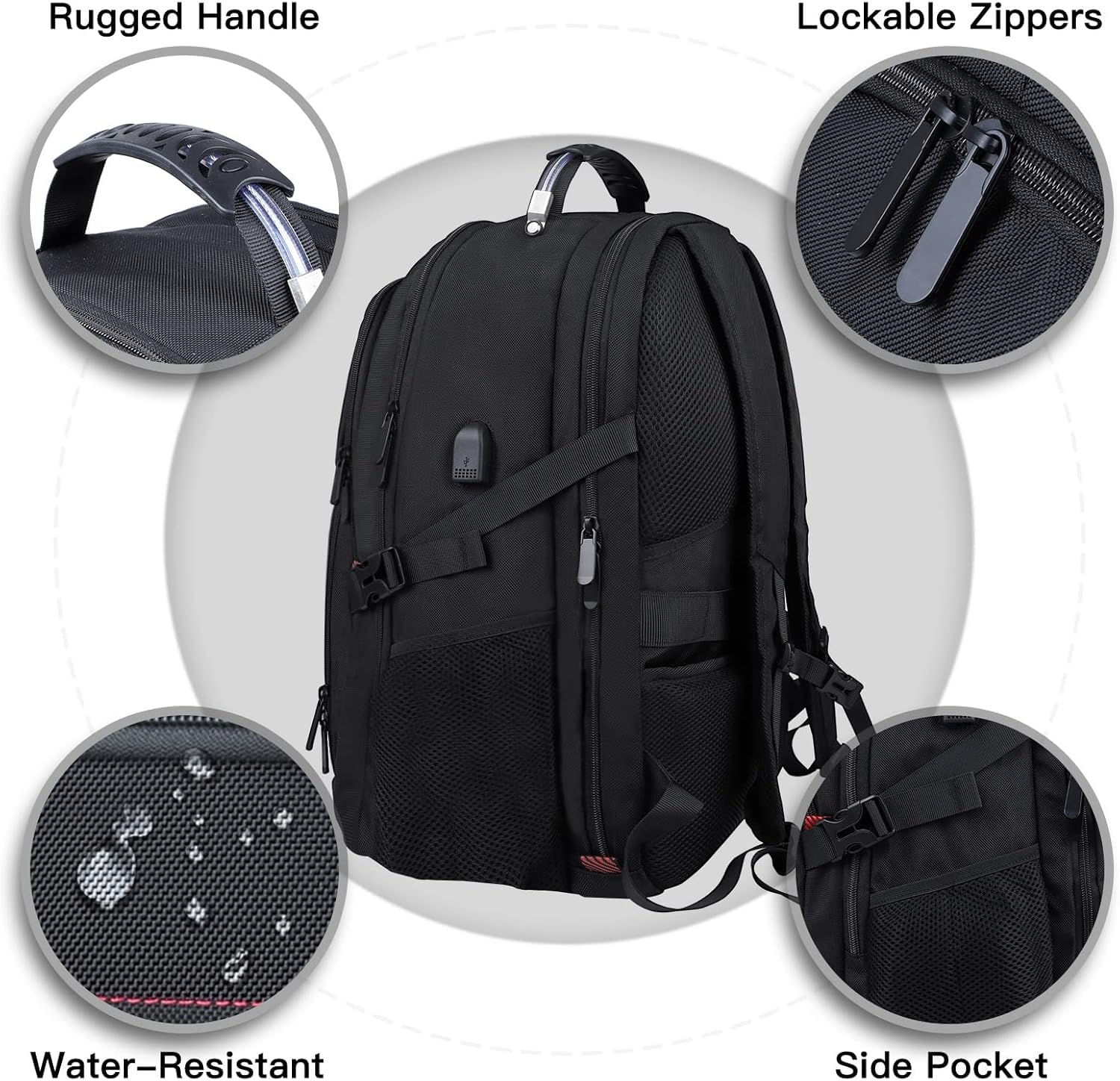 ANTERK Extra Large Backpack, Laptop Backpack, Travel Backpack, Durable TSA Water Resistant 17.3 Inch Carry on Backpack with USB Port, Anti Theft Business Computer Backpack Gifts for Men Women, Black