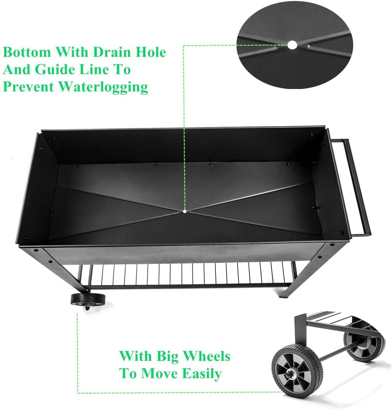 FOYUEE Raised Planter Box with Legs Outdoor Elevated Garden Bed On Wheels for Vegetables Flower Herb Patio