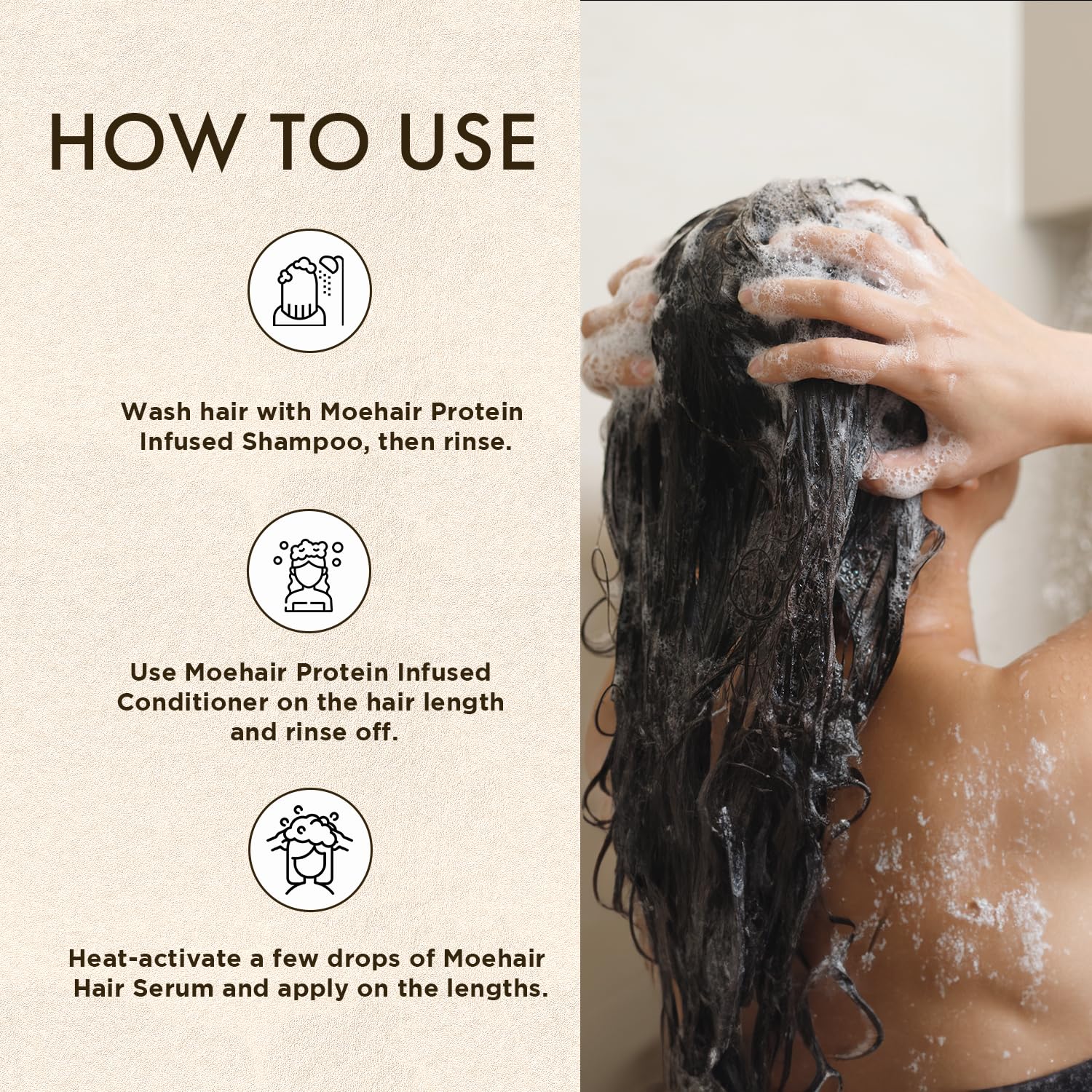 MOEHAIR Travel Kit | Protein Infused Shampoo and Conditioner Set with Frizz Control | Travel Size (3.4 Fl. Oz) Shampoo, Conditioner and Serum