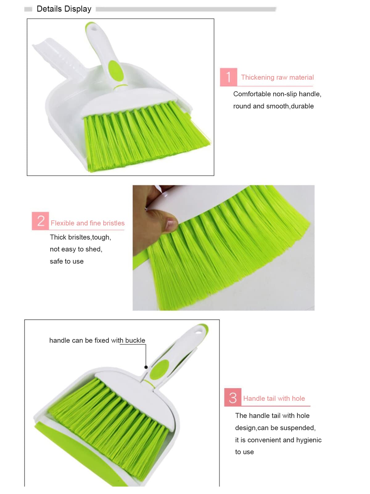 BSMstone Mini Broom and Dustpan Set-Mini Whisk Set for Desk, Housekeeping, Office, Kitchen, Pet Nest, etc.,Daily Cleaning Necessity Plastic Mini Dustpan Set (Pink)