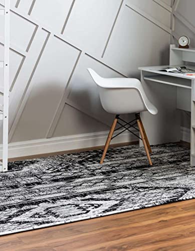Unique Loom Portland Collection Area Rug - Orford (10' x 14' Rectangle, Black and White/Black)
