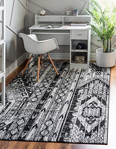 Unique Loom Portland Collection Area Rug - Orford (10' x 14' Rectangle, Black and White/Black)