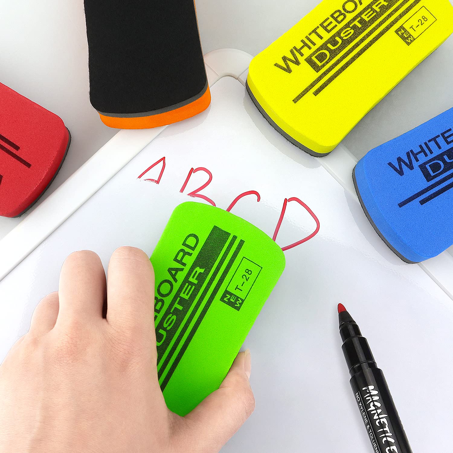 6 Pack White Board Erasers Magnetic Whiteboard Dry Eraser for White Board, Whiteboard Erasers for Kids Classroom, 6 Colors
