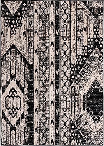 Unique Loom Portland Collection Area Rug - Orford (10' x 14' Rectangle, Black and White/Black)