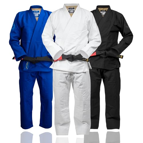 Gold BJJ Valiant Gi - Heavyweight 550gsm Pearl Weave Jiu Jitsu Uniform - IBJJF Legal (White, A2)