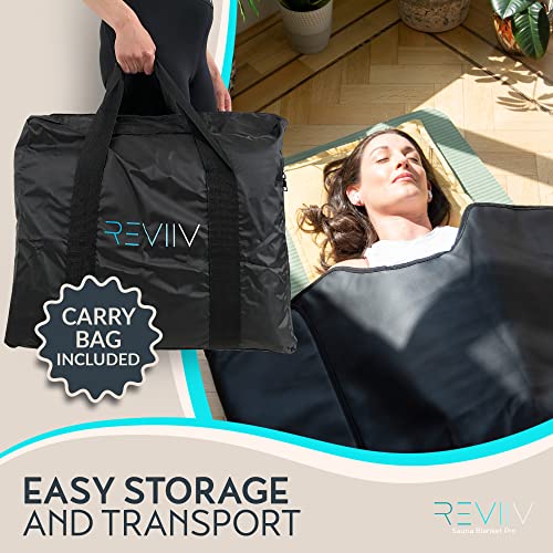 REVIIV Far Infrared Sauna Blanket with Insert Towel - v2.0 New & Improved! Low EMF Longer Cable | Portable Infrared Saunas for Home Therapy, Detox - Infared Blanket Sauna 85–185 °F Temp Range