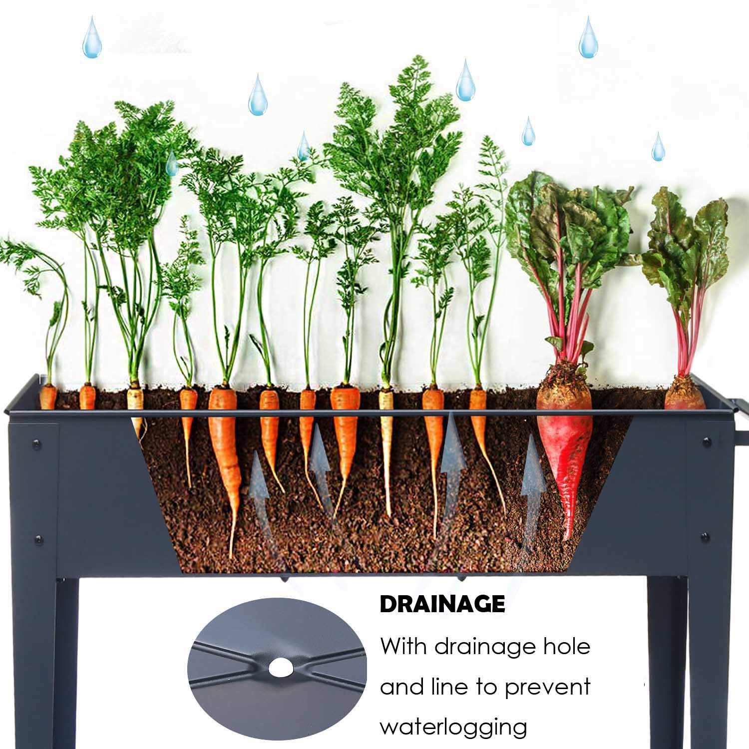 FOYUEE Raised Planter Box with Legs Outdoor Elevated Garden Bed On Wheels for Vegetables Flower Herb Patio