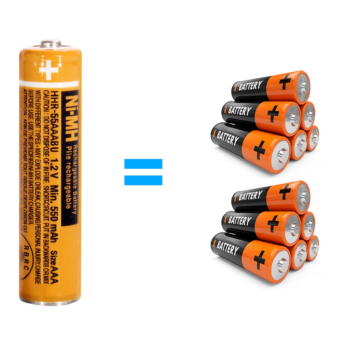 NI-MH AAA Rechargeable Battery 1.2V 550mah 4-Pack hhr-55aaabu AAA Batteries for Panasonic Cordless Phones, Remote Controls, Electronics