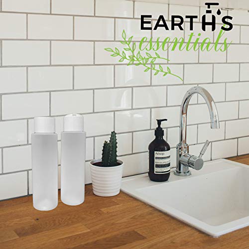 2 Pack Refillable 16 Ounce HDPE Squeeze Bottles With"Stand On The Cap" Dispenser Tops-Great For Lotions, Shampoos, Conditioners and Massage Oils From Earth's Essentials (WHITE CAP)