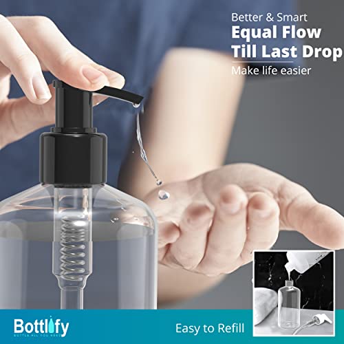 4 PCS Refillable Shampoo and Conditioner Bottles with Pump 8oz โ Clear Plastic Pump Bottles Dispenser Empty - BPA Free Leak Proof Hand soap Dispenser Set with Travel Lock