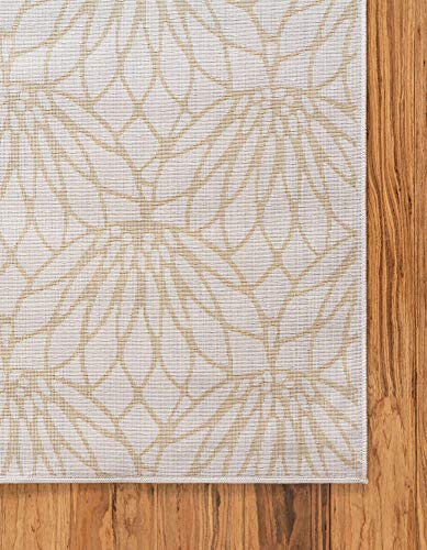 Unique Loom Glam Collection Geometric, Floral, Metallics, Modern, Chic Area Rug, 8 ft x 10 ft, White/Gold