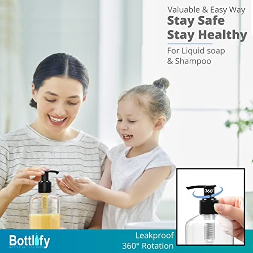 4 PCS Refillable Shampoo and Conditioner Bottles with Pump 8oz โ Clear Plastic Pump Bottles Dispenser Empty - BPA Free Leak Proof Hand soap Dispenser Set with Travel Lock