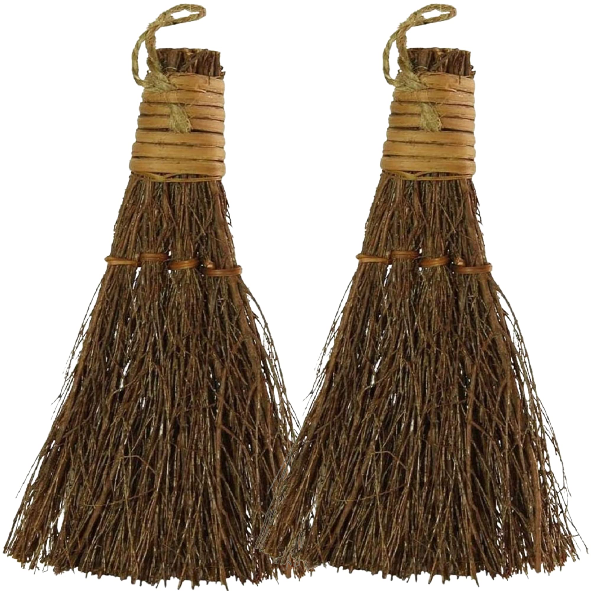 KRE Cinnamon Scented Broom 6 Inch Mini Hand Broom Fresh Scent for Fall Autumn Halloween Christmas Holiday DIY Art Craft Projects Material Farmhouse Home Decoration Gifts Pack of 2 with Bonus Hermbuch