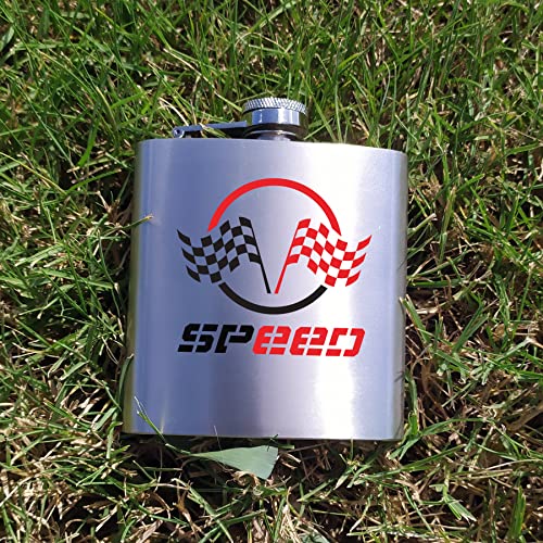 Personalized Printed 6oz Stainless Steel Flask with Screw Down Cap - Custom Promotional Items with your Logo - Bulk Company Small Business Party Favors
