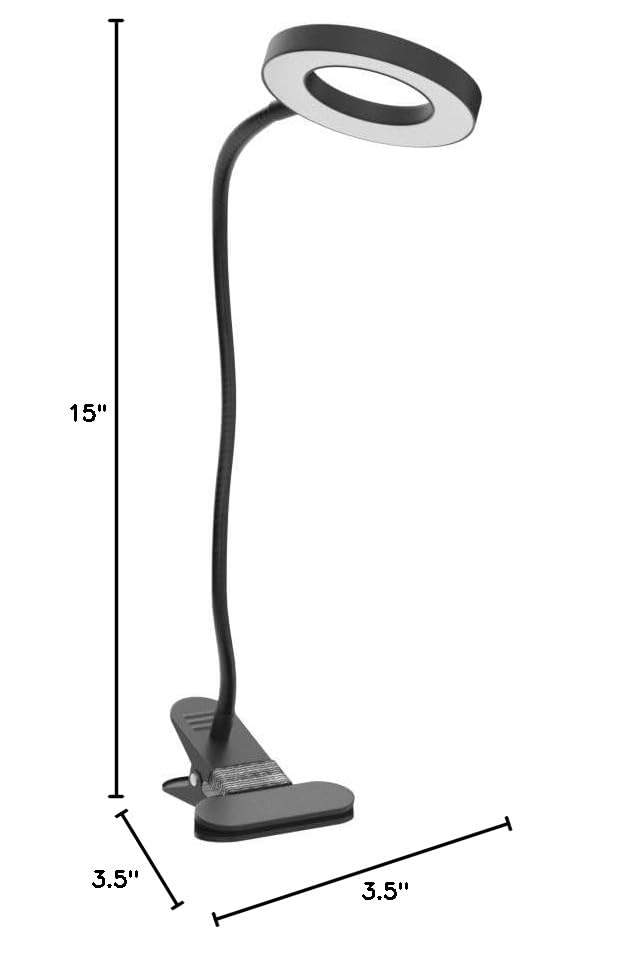 Desk Lamp Clip on Light, Desk Light 48 LED Lamp with 3 Lighting Modes, Dimmable 10 Brightness Levels, 360° Adjustable Gooseneck, Eye-Caring Small Lamp for Bed Headboard Reading Makeup Eyebrow (Black)