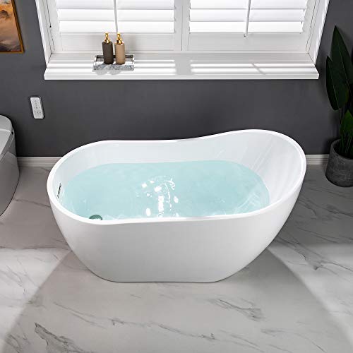 WOODBRIDGE BTA1507-B/N-Drain &O + Pillow Bathtub, 54β, Brushed Nickel