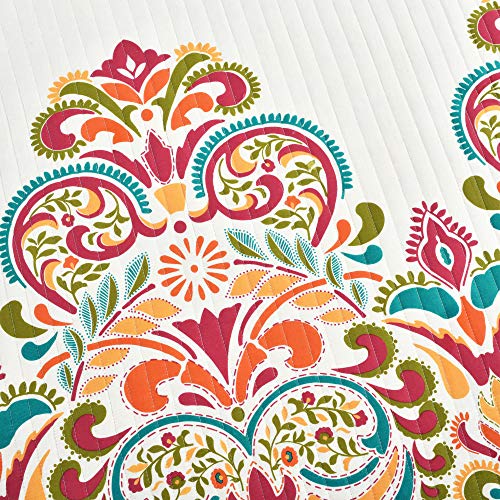 Lush Decor Clara Quilt 3 Piece Reversible Bedding Set, Full/Queen, Turquiose & Tangerine
