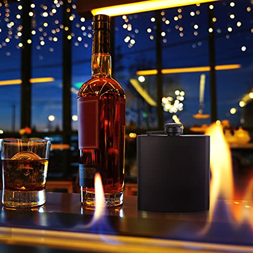 10 pcs Hip Flask for Liquor Black 6oz Stainless Steel Leakproof with 10 pcs Funnel for Gift, Camping, Wedding Party