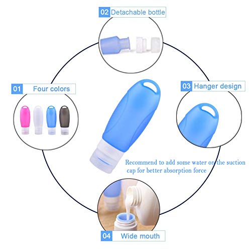 evron Travel Bottles for Toiletries,Tsa Approved Silicone Refillable Travel 3oz Containers BPA Free Leak Proof Liquid Travel Accessories for Conditioner,Shampoo (T7)