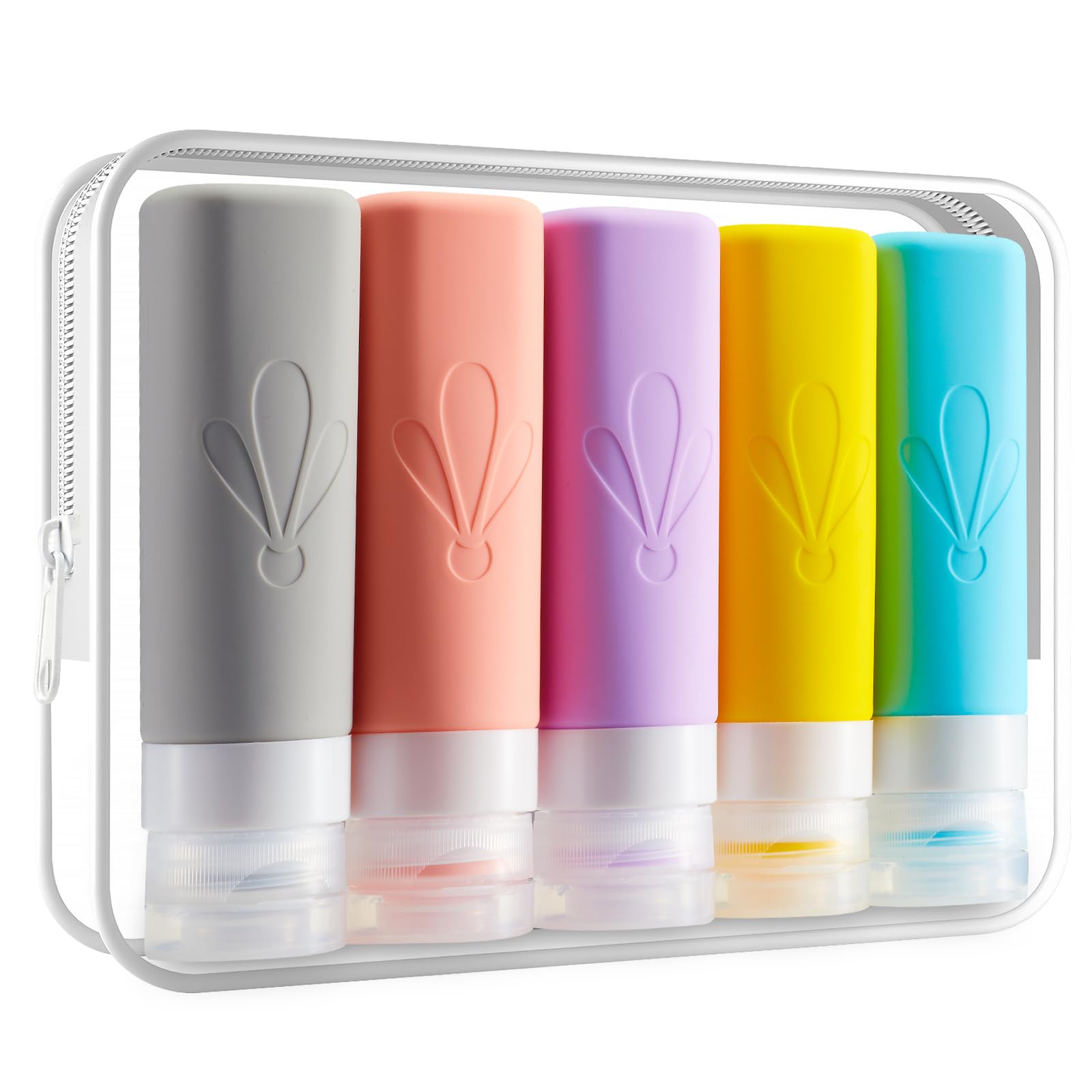 INSFIT Travel Bottles for Toiletries, TSA Approved 3oz Travel Size Containers, BPA Free Leak Proof Squeezable Silicone Tubes for Shampoo Conditioner Lotion Soap with Labels
