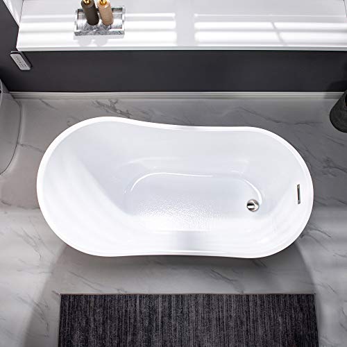 WOODBRIDGE BTA1507-B/N-Drain &O + Pillow Bathtub, 54β, Brushed Nickel