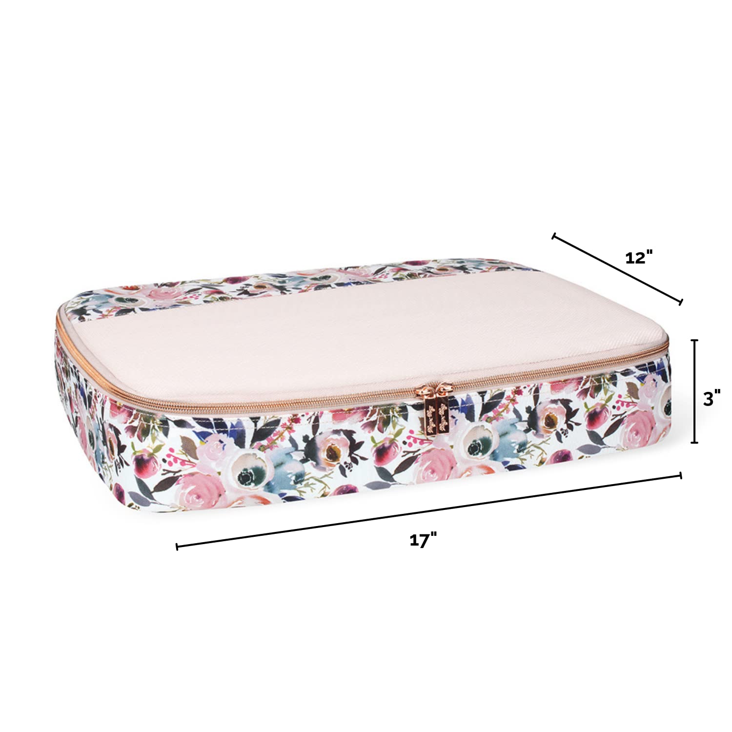 Itzy Ritzy Packing Cubes for Travel – Set of 3 Large Packing Cubes or Travel Organizers; Each Cube Features a Mesh Top, Double Zippers and a Fabric Handle; Large Sizes (Blush Floral)