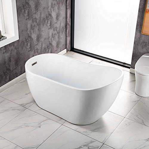 WOODBRIDGE BTA1507-B/N-Drain &O + Pillow Bathtub, 54β, Brushed Nickel