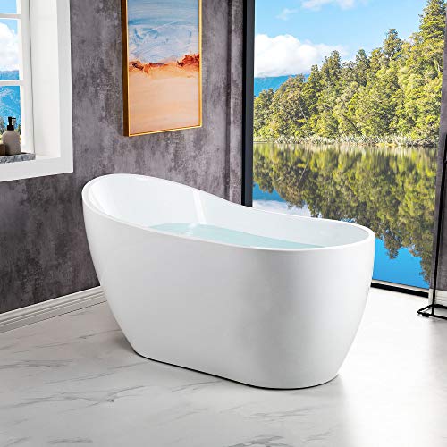 WOODBRIDGE BTA1507-B/N-Drain &O + Pillow Bathtub, 54β, Brushed Nickel