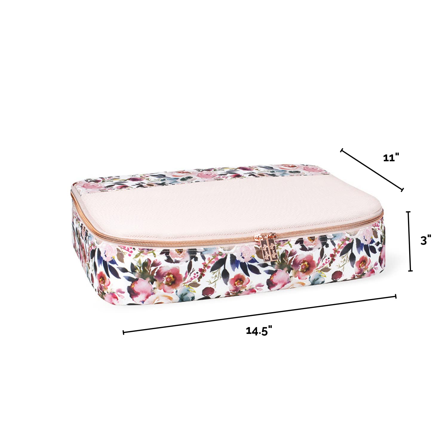 Itzy Ritzy Packing Cubes for Travel – Set of 3 Large Packing Cubes or Travel Organizers; Each Cube Features a Mesh Top, Double Zippers and a Fabric Handle; Large Sizes (Blush Floral)