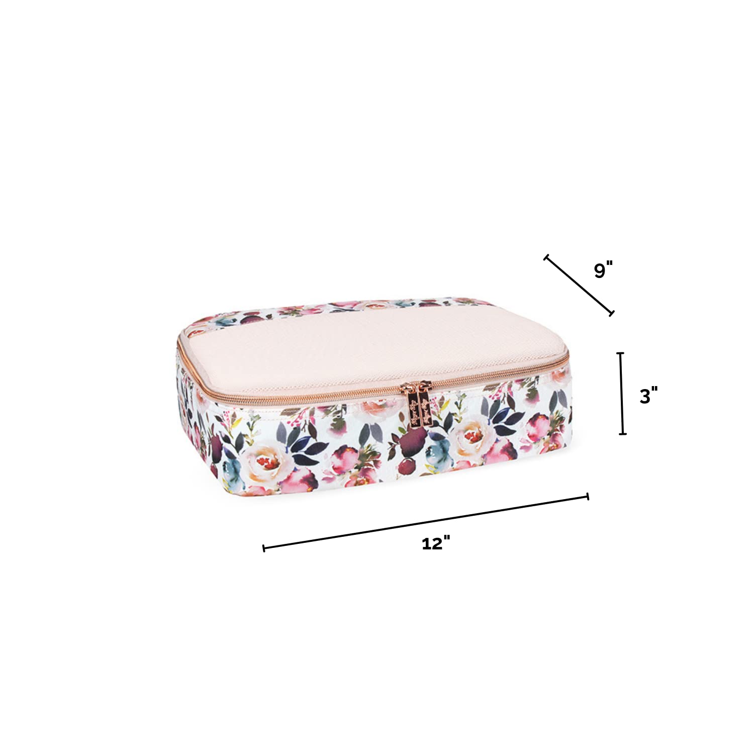 Itzy Ritzy Packing Cubes for Travel – Set of 3 Large Packing Cubes or Travel Organizers; Each Cube Features a Mesh Top, Double Zippers and a Fabric Handle; Large Sizes (Blush Floral)