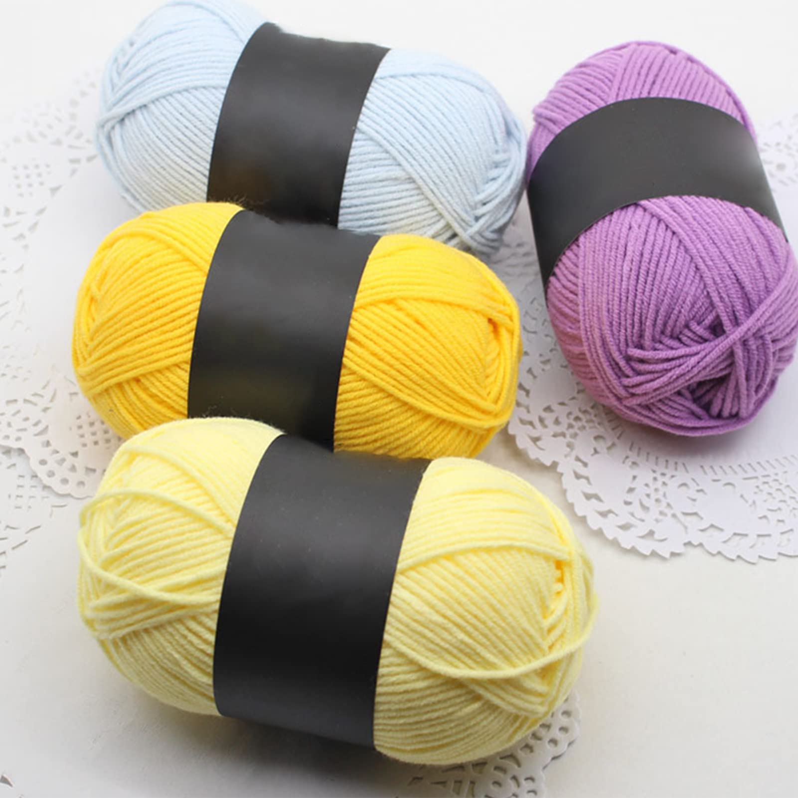 Wool Yarn for Knitting, Knitting Wool Yarn Professional Ultra Soft Needlework DIY 4Ply Milk Cotton Crochet Knitted Yarn for Home (Beige)