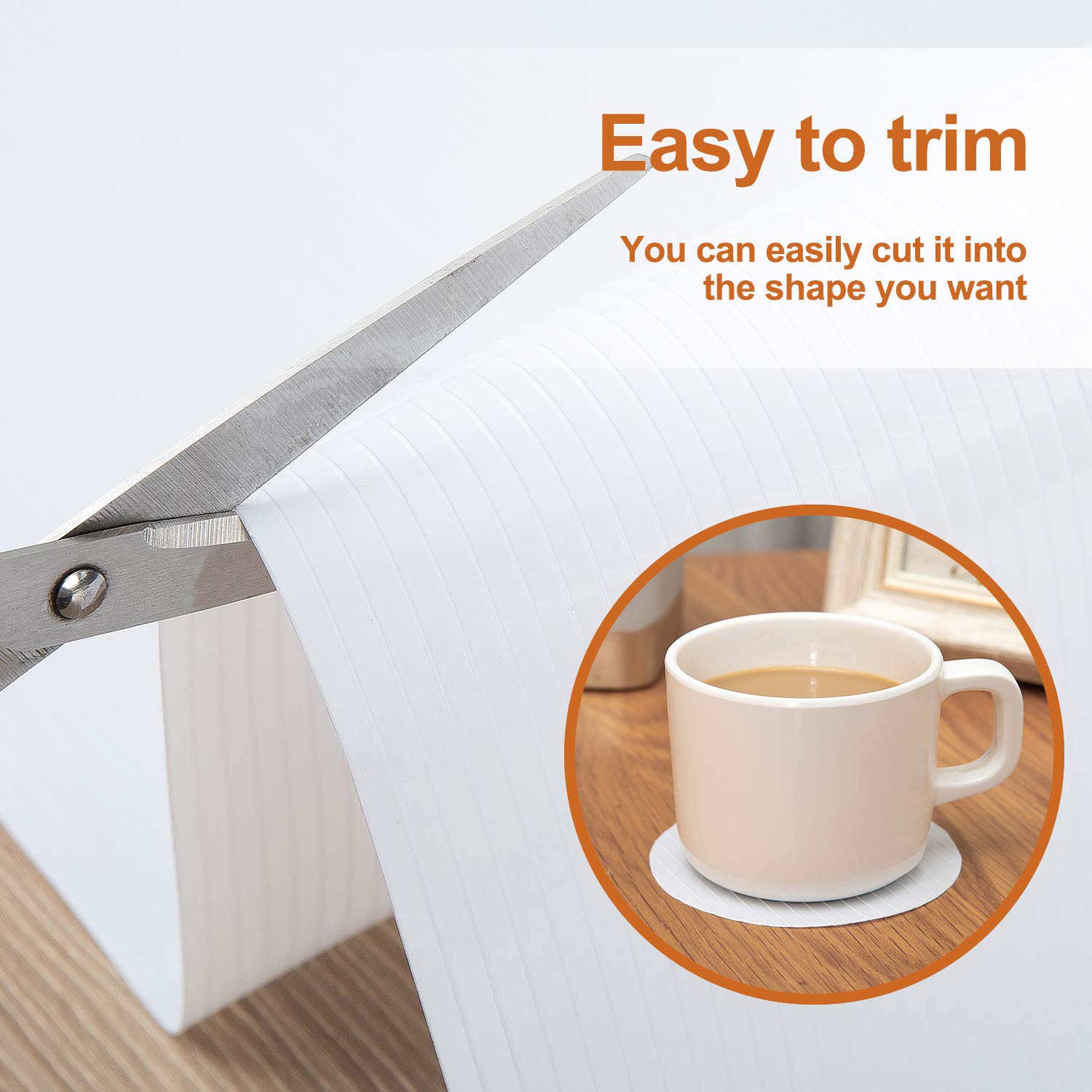 SinhRinh Drawer and Shelf Liner, 17.5IN x 10FT Non Slip Non Adhesive Cabinet Liner for Kitchen and Desk - White Ribbed